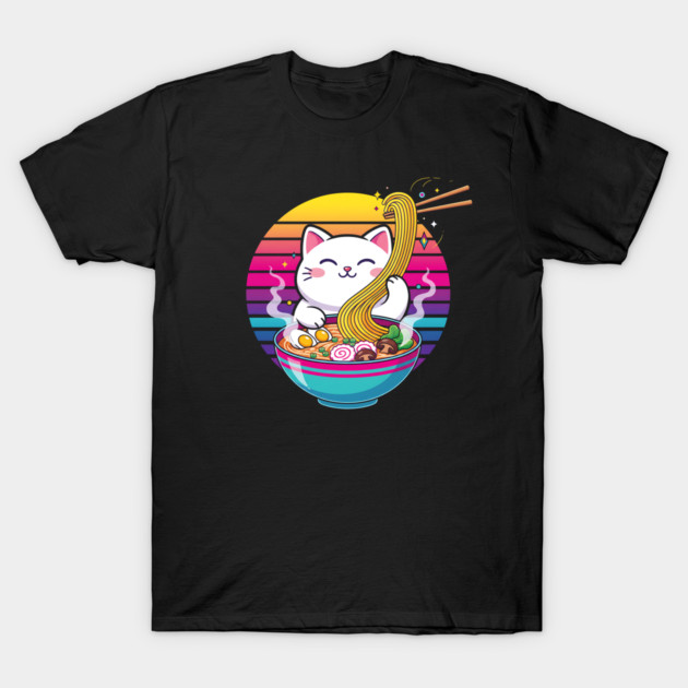 Anime Cat Eating Ramen Japanese Ramen Cat Japan - Japanese Cat - T ...