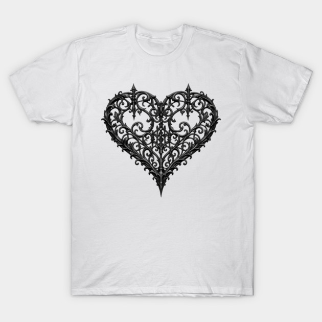 Heart Form Executed in Black Wrought Iron - Valentines Day - T-Shirt ...