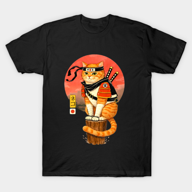 Samurai Cat Warrior Japanese Neko Katana - Japanese Cat - T-Shirt ...