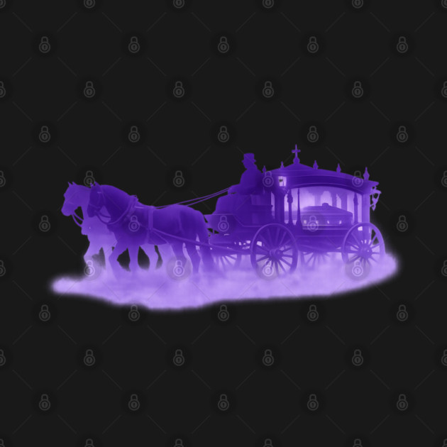 Funeral Coach Advancing Through Violet Vapour - Halloween - T-Shirt ...