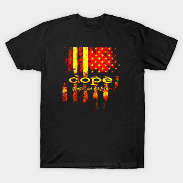 Red And Yellow Gradient With Flag Background - Dope - T-Shirt | TeePublic