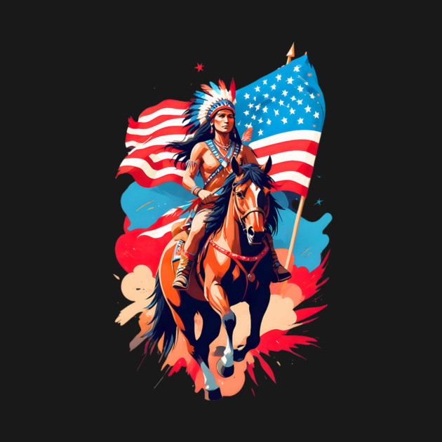 Horse Pet Native American Day Flag Indian Riding Horse 4th of July 2 ...