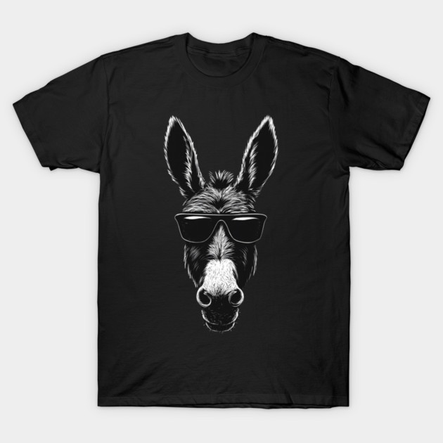 Cool Donkey with Shades – Monochrome Style - Donkey - T-Shirt | TeePublic