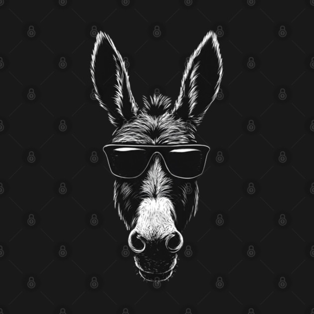 Cool Donkey with Shades – Monochrome Style - Donkey - T-Shirt | TeePublic