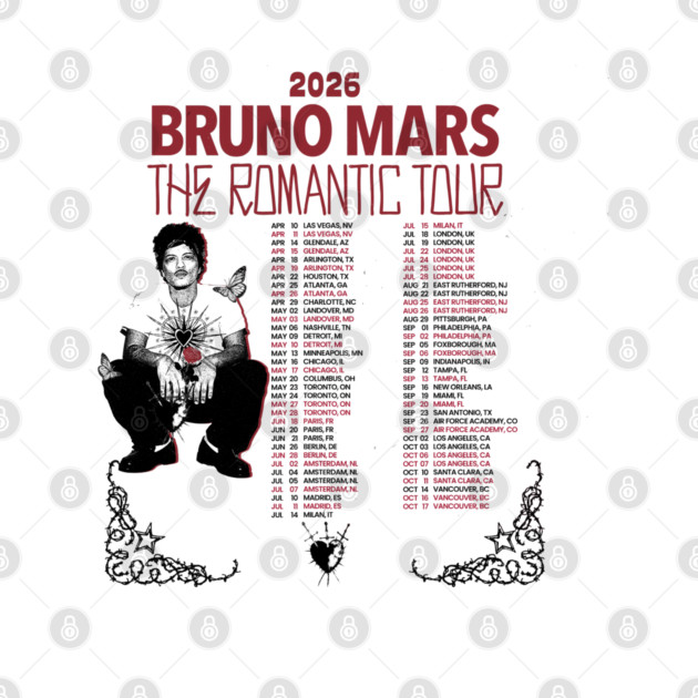 Bruno-Mars-Tour-2026 - Bruno Mars Tour 2026 - T-Shirt | TeePublic
