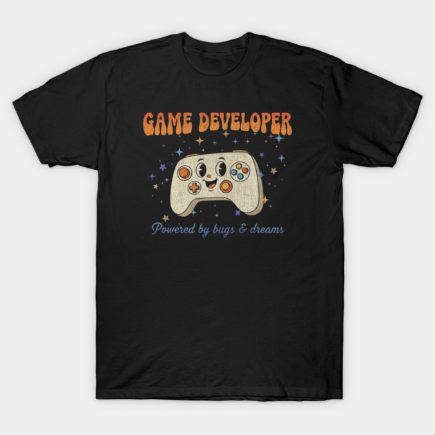 Game Developer Powered by Bugs and Dreams Retro Illustration - Game ...