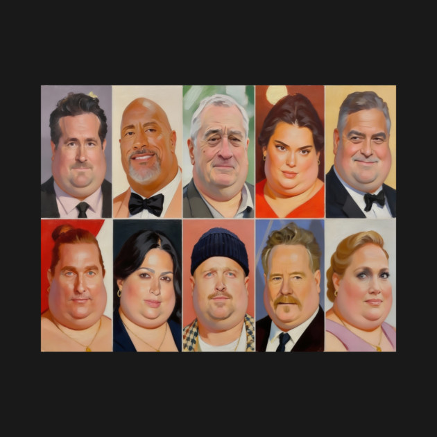 Funny fat famous celebrity look alike portrait painting - Fat - T-Shirt ...