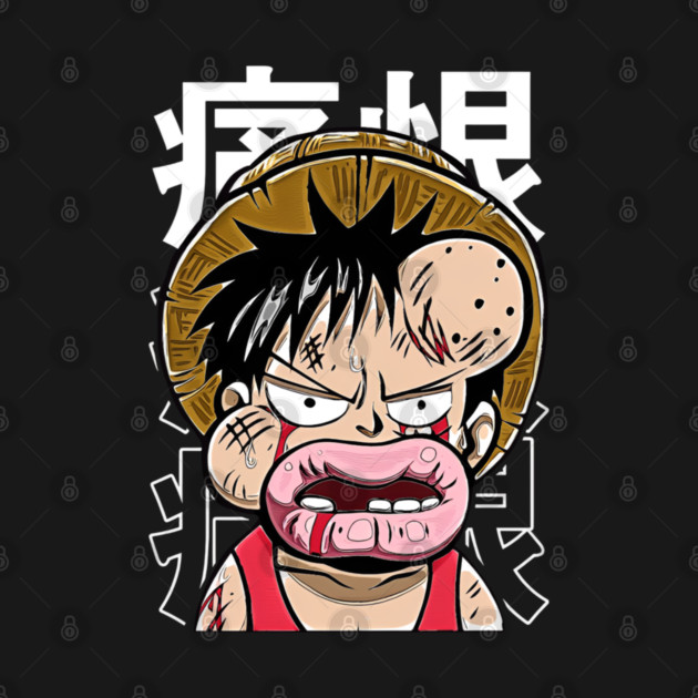 Beaten Up Luffy - One Piece Funny Face - One Piece - T-Shirt | TeePublic