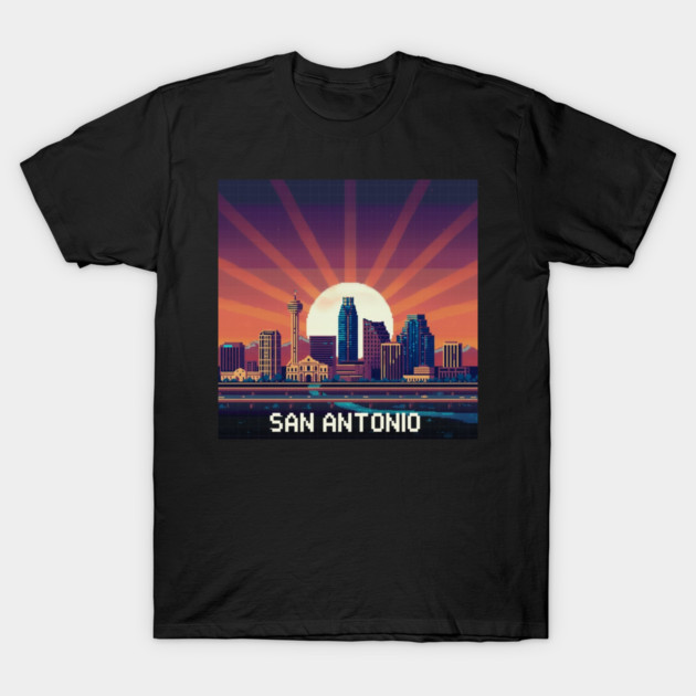 Pixel Art San Antonio Skyline - Pixel Art - T-Shirt | TeePublic