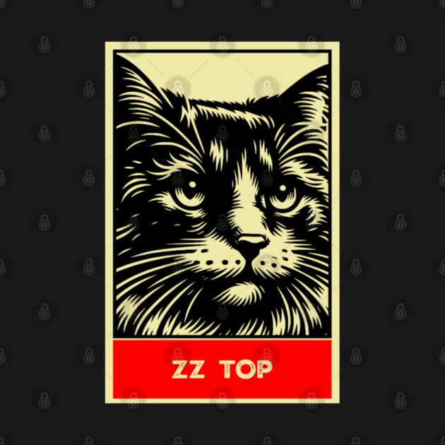 ZZ Top Cat Retro Poster Style Rock Band Graphic - Musician - T-Shirt ...