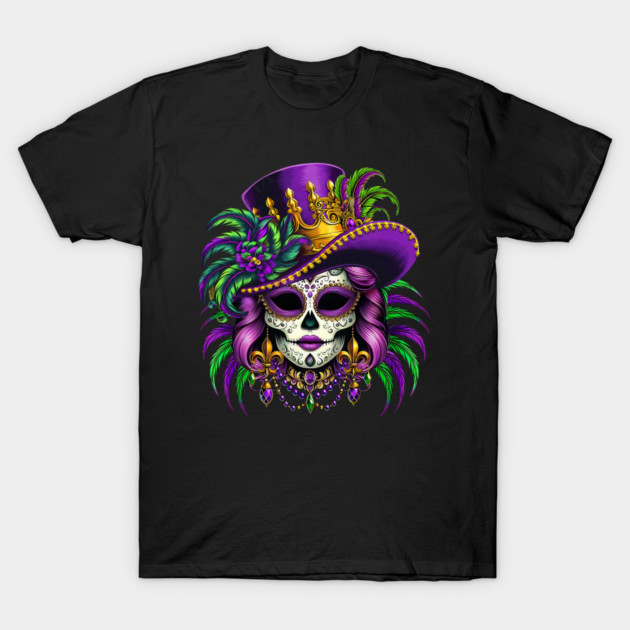 Skeleton Mardi Gras Sugar Skull Carnival for Men Women - Mardi Gras - T ...
