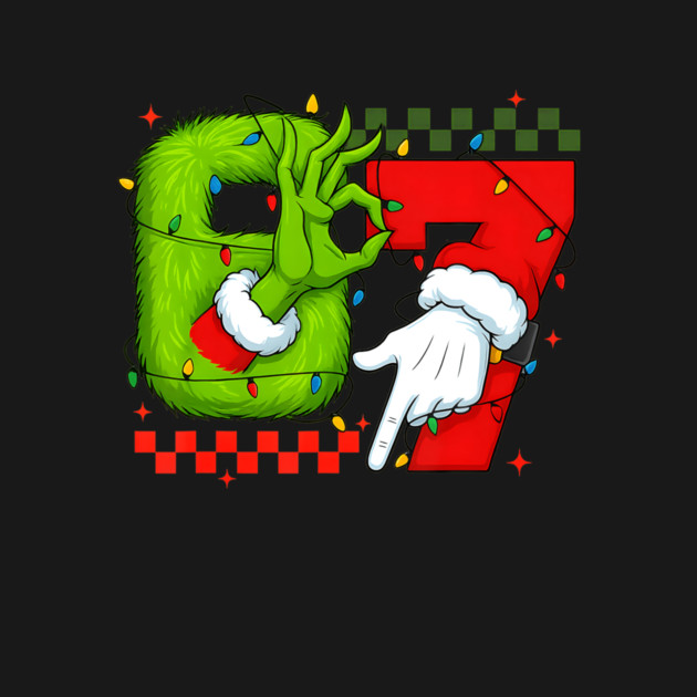 Six Seven 67 6 7 Elf Hand ns - Funny Meme Christmas - T-Shirt | TeePublic