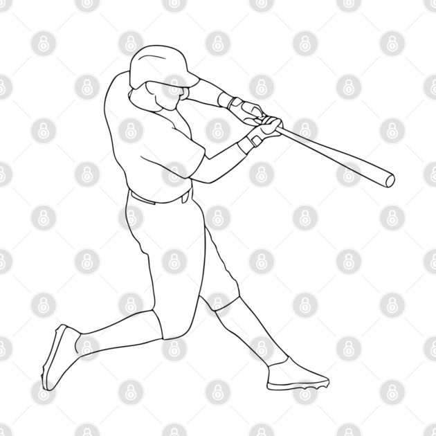 Swing Hard – Vintage Baseball Line Art - Swing Hard - T-Shirt | TeePublic