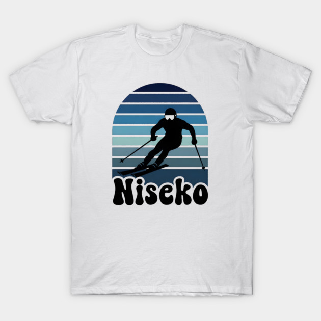Niseko Retro Sunset Ski Design - Vintage Skiing Silhouette - Niseko - T ...