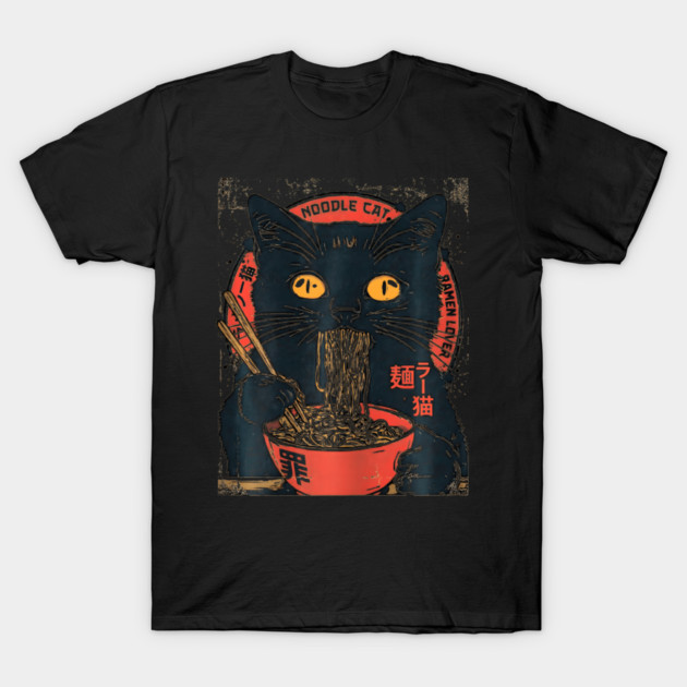 Noodle Cat Japanese Food Cat Art - Cat Ramen Lover - T-Shirt | TeePublic
