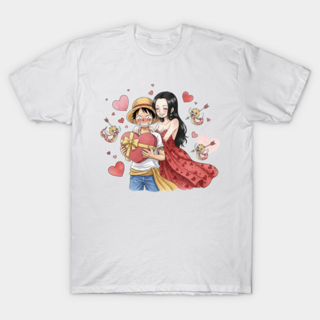 Luffy and Boa Hancock, Loving - Valentines Day Gifts - T-Shirt | TeePublic