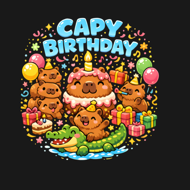 Capy Birthday Cute Celebration - Capybara Birthday - T-Shirt | TeePublic