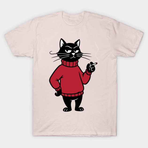 Cat Smoking Cigarette - Cat Smoking Cigarette - T-Shirt | TeePublic