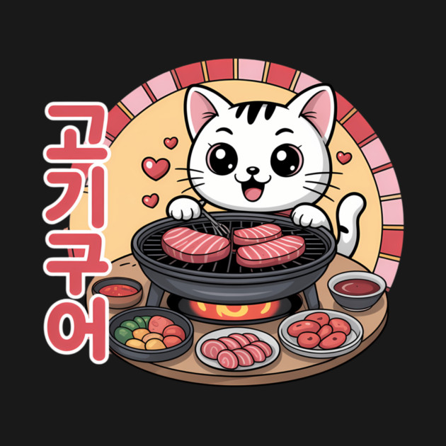 Korean BBQ KBBQ Kawaii Cat - Korean Bbq Kbbq Kawaii Cat - T-Shirt ...