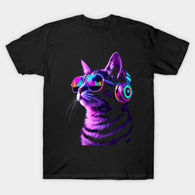 Headphones Cat Techno Edm Music Lover Rave Disco Party Cats ...