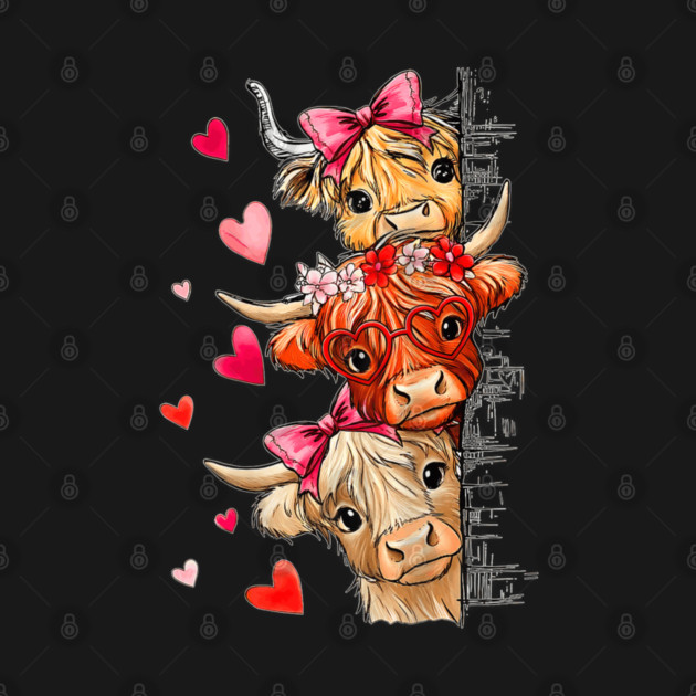 Highland Cow Stack Girls Cute Farm Animal Lovers - Highland Cow - T ...