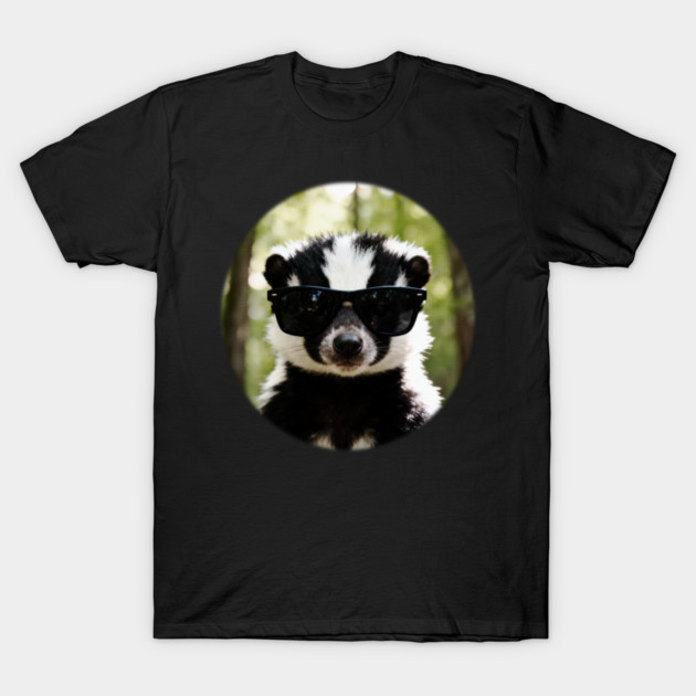 Skunk Face with Black Shades on Forest Background - Skunk - T-Shirt ...
