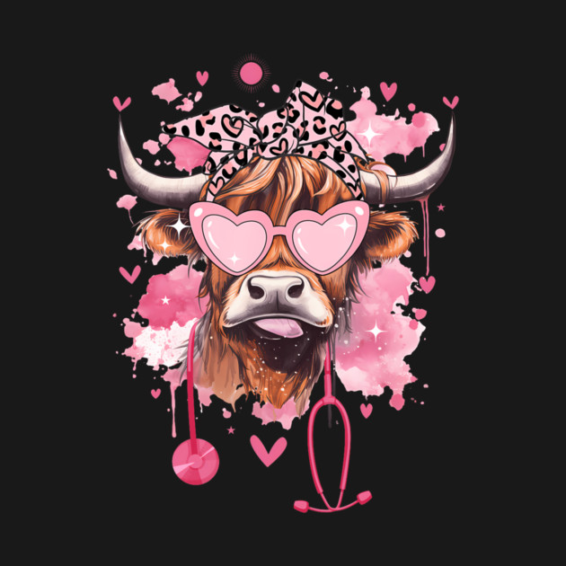 Cute Highland Cow Nurse Cow Lover Farm Animals Nursing Funny - Cute ...