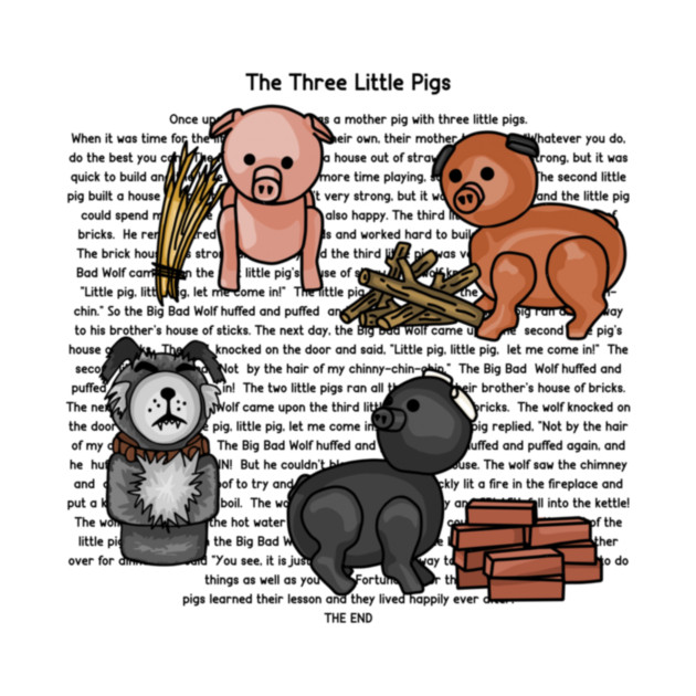 The Three Little Pigs Story - The Three Little Pigs Story - T-Shirt | TeePublic