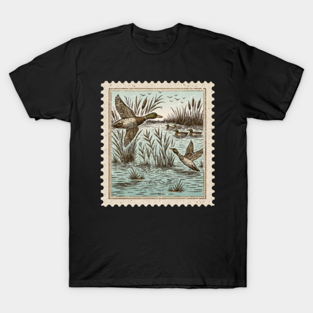 Vintage Mallard Duck Postage Stamp Nature - Duck - T-Shirt | TeePublic