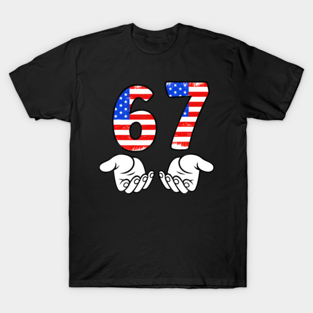 Usa Flag Six Seven 6 7 Gen Alpha Slang 6 7 Hands - Usa Flag Meme - T ...