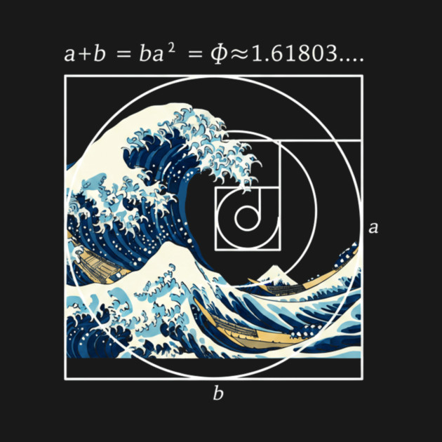 The Great Fibonacci Wave - The Great Wave Off Kanagawa - T-Shirt ...