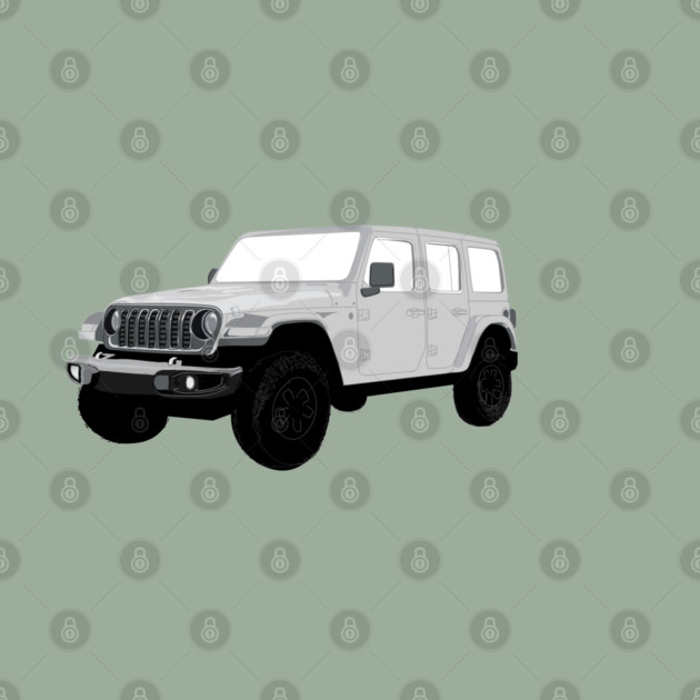 Stylized Digital Illustration of a Light Grey Four-Door Off-Road ...