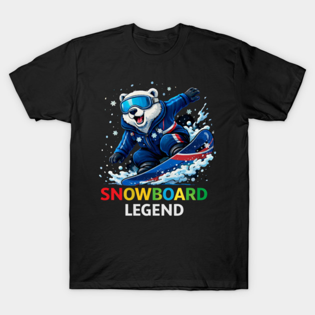 Snowboard Legend Polar Bear T-Shirt – Funny Winter Sports Snowboarding ...