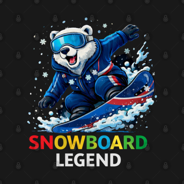 Snowboard Legend Polar Bear T-Shirt – Funny Winter Sports Snowboarding ...