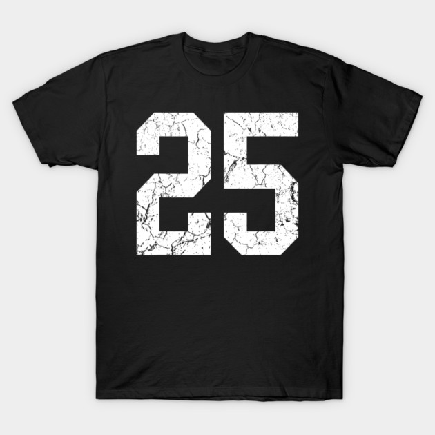 White Number 25 Jersey Player Uniform 25 - Distressed White - T-Shirt ...