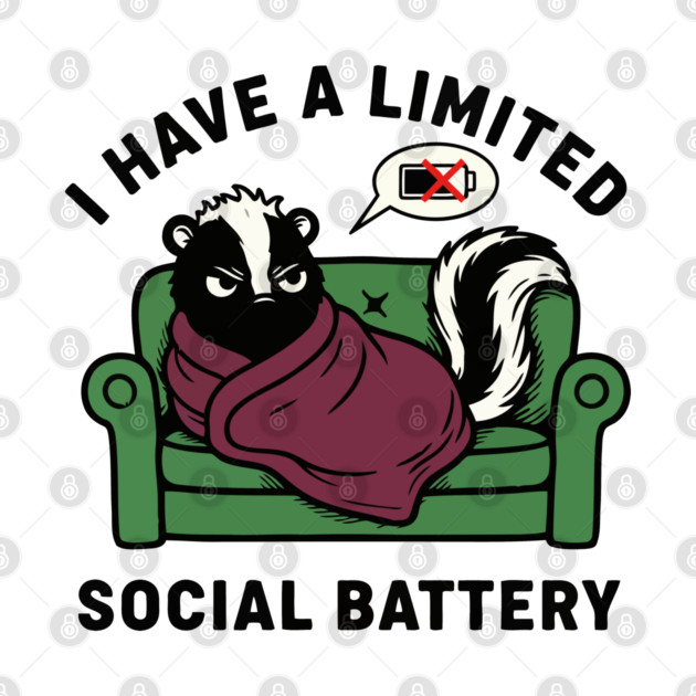 I Have A Limited Social Battery Skunk Couch Blankets - Introvert Humor ...