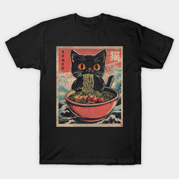 Anime Cat Ramen Japanese Funny - Cat - T-Shirt | TeePublic