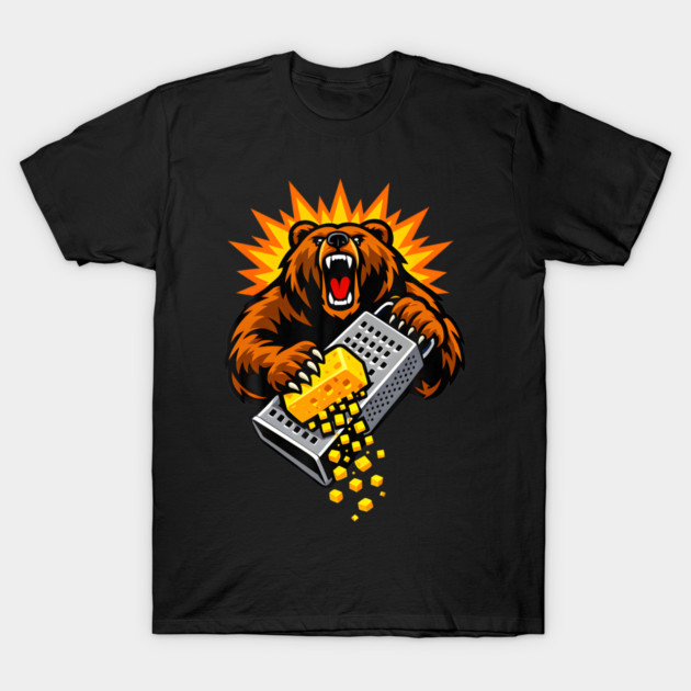 Angry Bear Cheese Humor Grater Hater Art - Vintage Angry Bear - T-Shirt ...