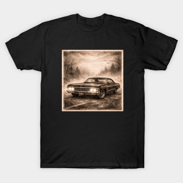IMPALA DRAWING - Supernatural - T-Shirt | TeePublic