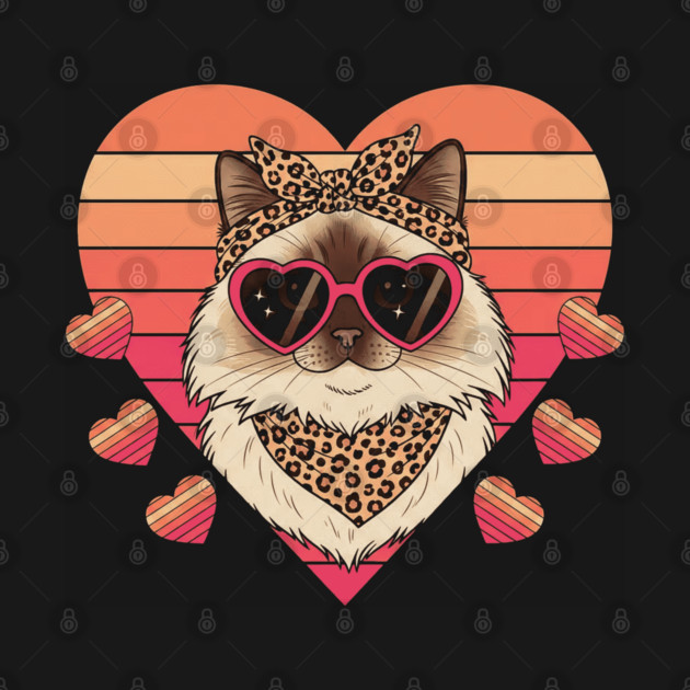 Snowshoe Cat Retro 90s Valentines Day - Snowshoe Cat - T-Shirt | TeePublic