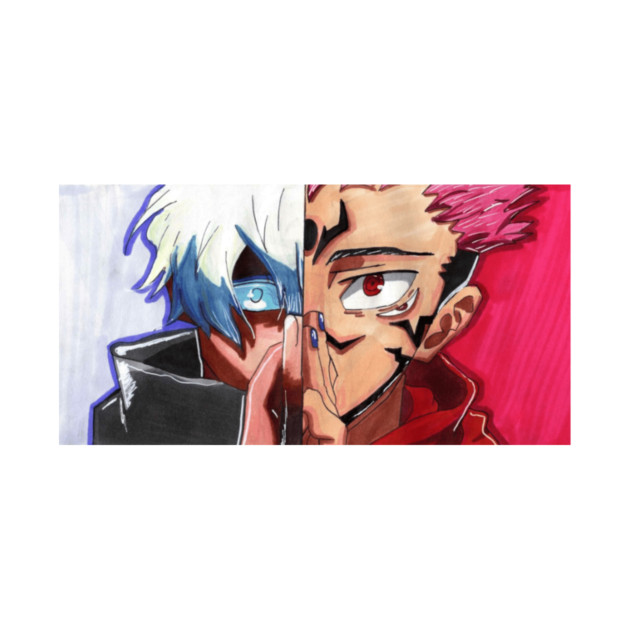 Gojo Sukuna Split Domain JJK Expansion Drawing - Anime Art - T-Shirt ...