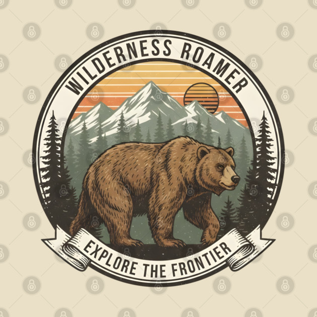 Retro Bear Sunset Forest - Rustic Wildlife Adventure - Wildlife - T ...