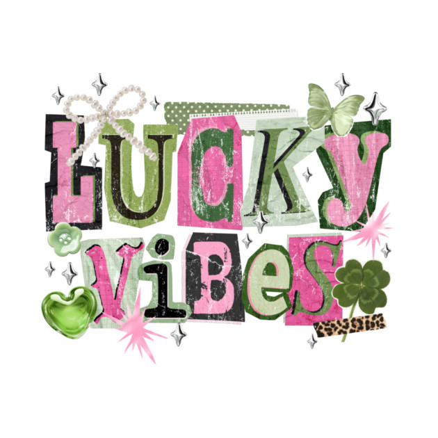 Lucky Vibes Trendy Pink and Green St. Patrick's Day Collage - Lucky ...