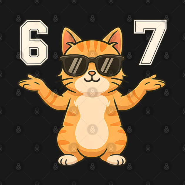 67 Cat Six Seven Gen Z Alpha Humor Animal - Funny Cat Meme - T-Shirt ...