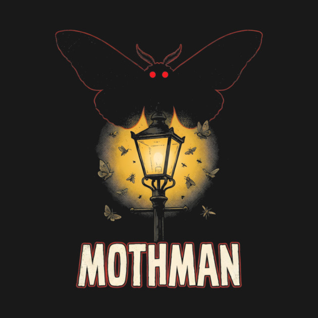 Mothman Lamp Vintage Drawing Cryptid - Mothman - T-Shirt | TeePublic
