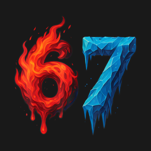 67 Six Seven 6-7 Flaming Ice - n Brainrot - Funny Meme Teens - T-Shirt ...