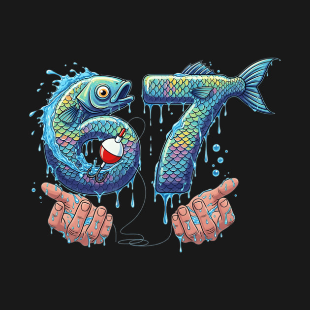 Fishing 67 Six Seven Gen Alpha Drip - Fishing Meme Funny - T-Shirt ...