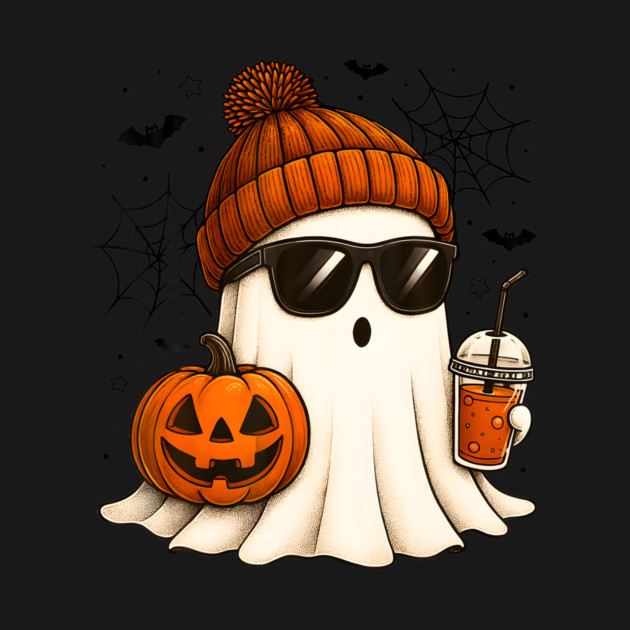 Ghost Drinking Coffee Halloween Ghost Ice Coffee - Cute Ghost Halloween ...