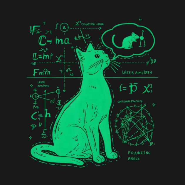 Cat Physics Nerd Math Science Humor Cat - Funny Cat Physics - T-Shirt ...