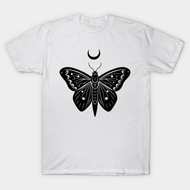 Goth Mystic Celestial Moth And Crescent Moon - Butterfly - T-Shirt ...